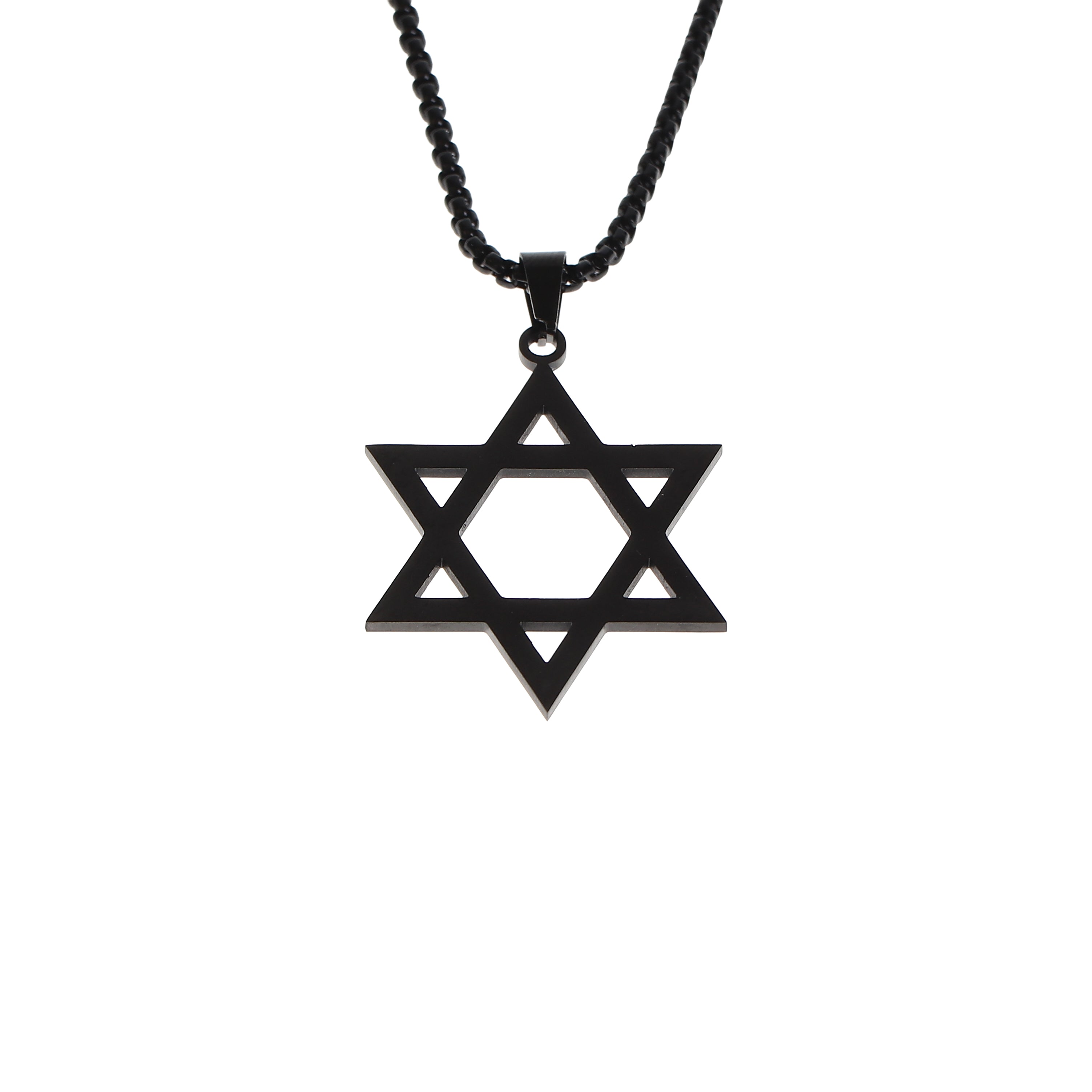 Large Black Magen David Necklace – Unisex Stainless Steel Pendant – The Mitzvah Project
